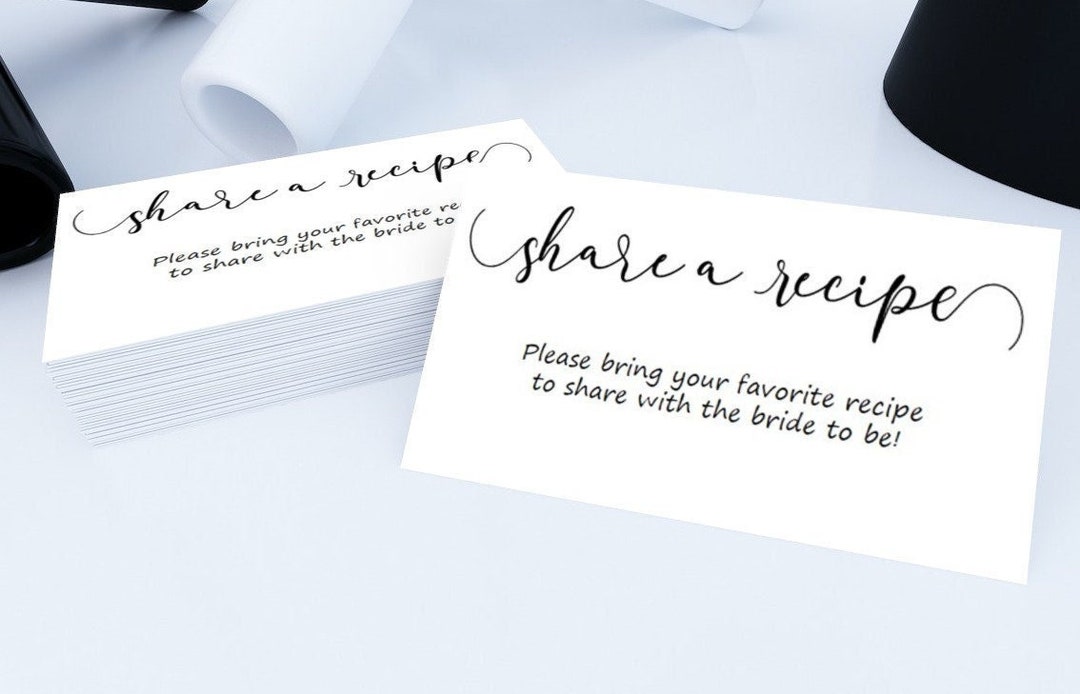 Printed Share a Recipe Cards for Couples Baby Shower or Wedding Bridal ...