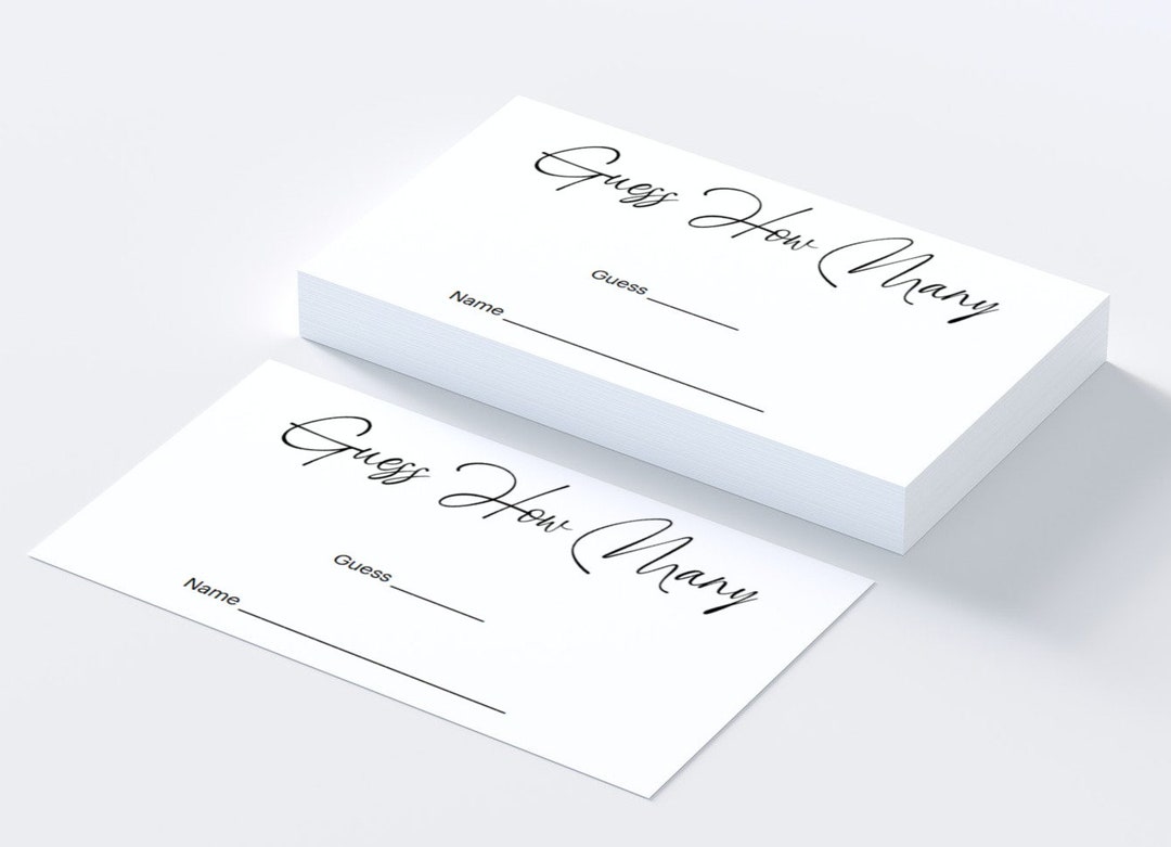 Guess How Many Cards, Guessing Game for Party Wedding or Shower ...
