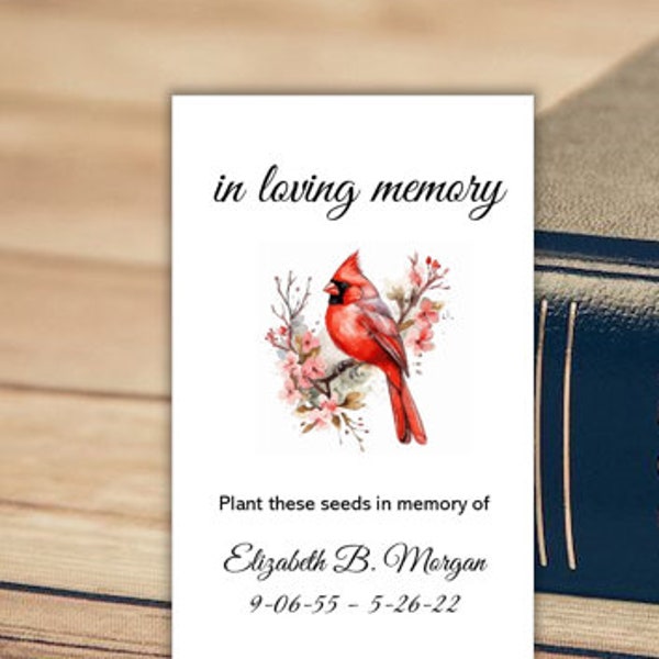 Funeral Bird Seed Packets Cardinal - Etsy
