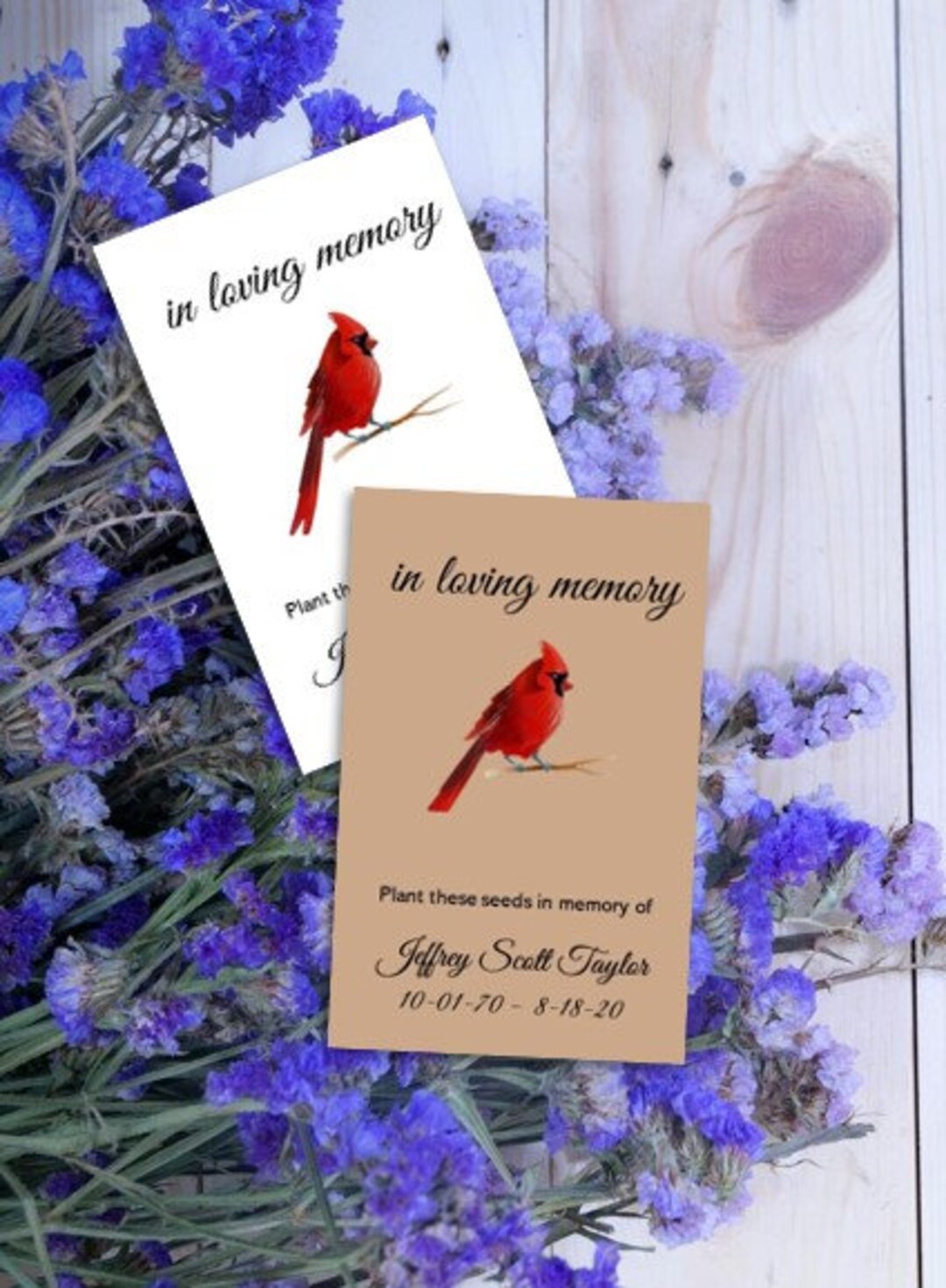 Cardinal Funeral Favors, Personalized Seed Packet, Custom Packs for ...