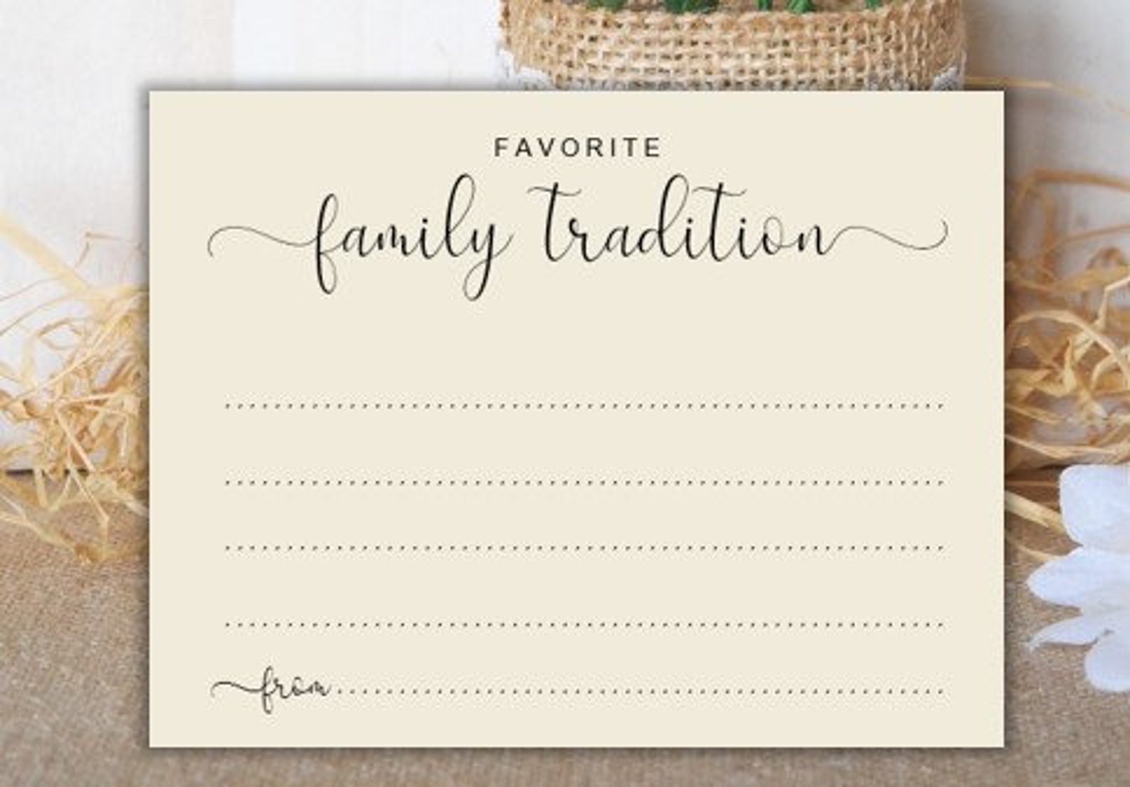 Favorite Family Tradition Note Cards - Baby Shower Game for Couples ...