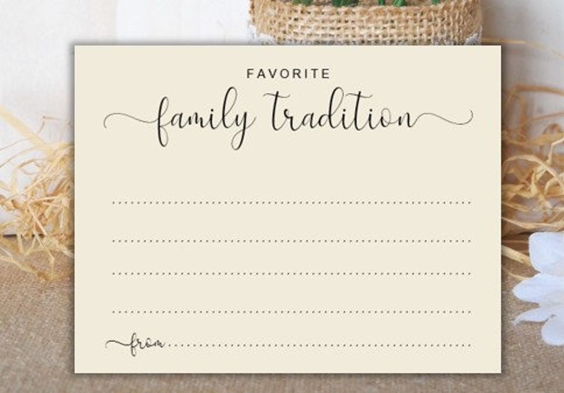 Favorite Family Tradition Note Cards - Baby Shower Game for Couples ...