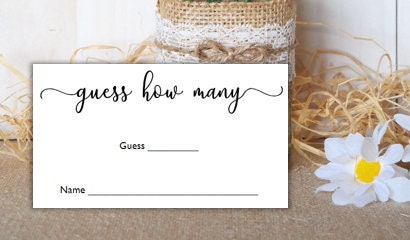 Guess How Many Cards Candy Guessing Game Cards for Party - Etsy