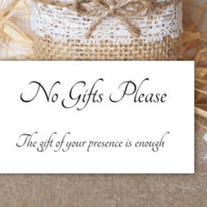 No Gifts Please Cards for Adult Birthday Party Invitations Shower ...