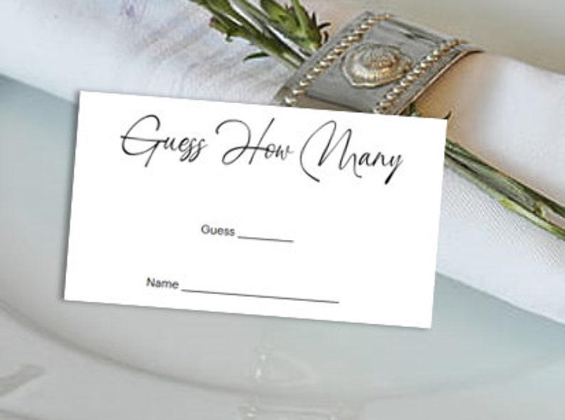 Guess How Many Cards, Guessing Game for Party Wedding or Shower ...