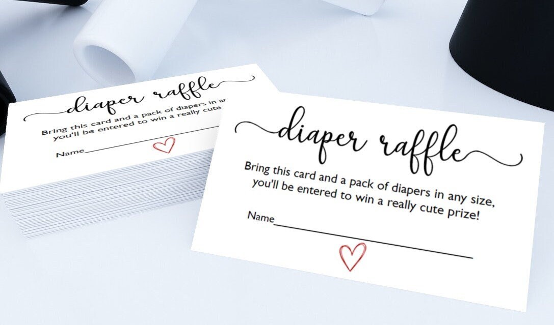 Diaper Raffle Ticket Cards, Bring a Pack of Diapers, Baby Shower Diaper ...