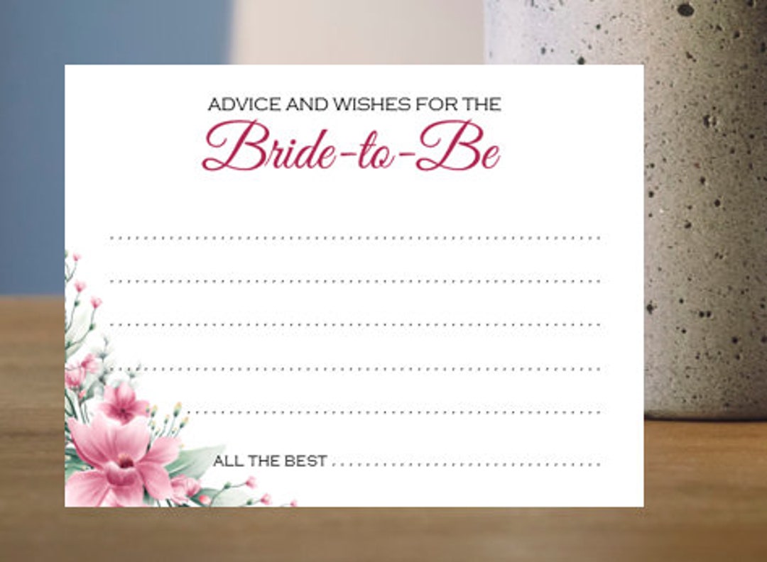 Advice for the Bride to Be, Advice and Wishes, Bride Advice Cards ...