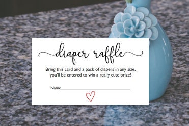 Diaper Raffle Ticket Cards, Bring a Pack of Diapers, Baby Shower Diaper ...