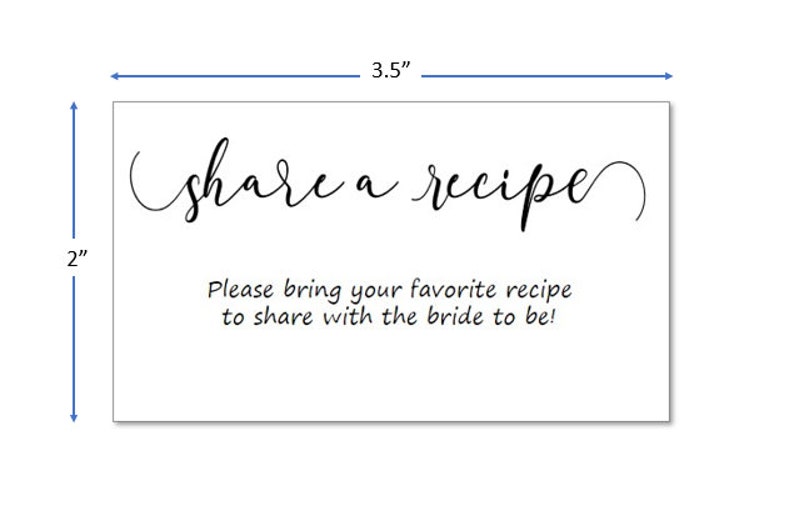 Printed Share a Recipe Cards for Couples Baby Shower or Wedding Bridal ...