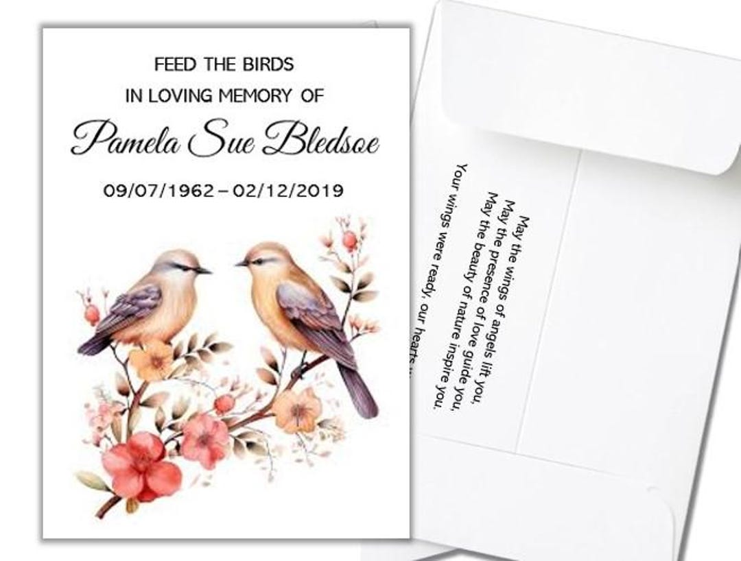 Funeral Birdseed Packet Favors, Bird Seed Envelopes for Memorial ...