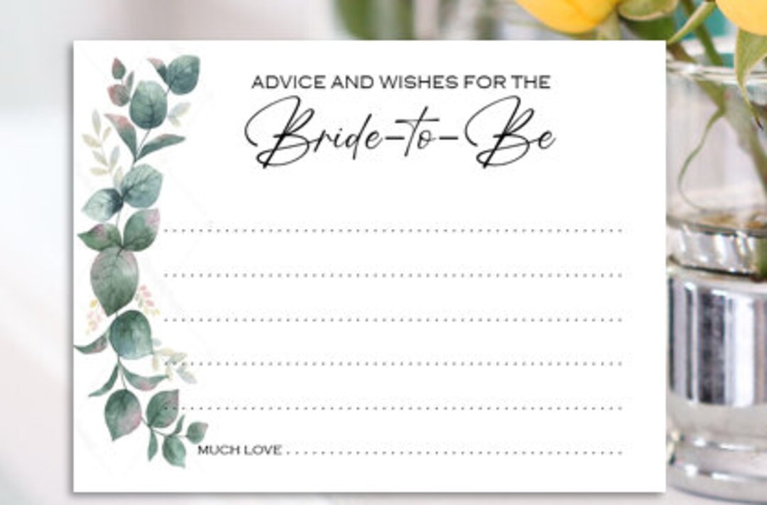 Advice for the Bride to Be, Advice and Wishes, Bride Advice Cards ...