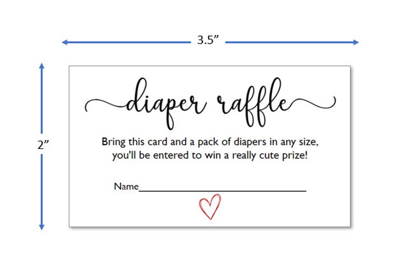 Diaper Raffle Ticket Cards, Bring a Pack of Diapers, Baby Shower Diaper ...
