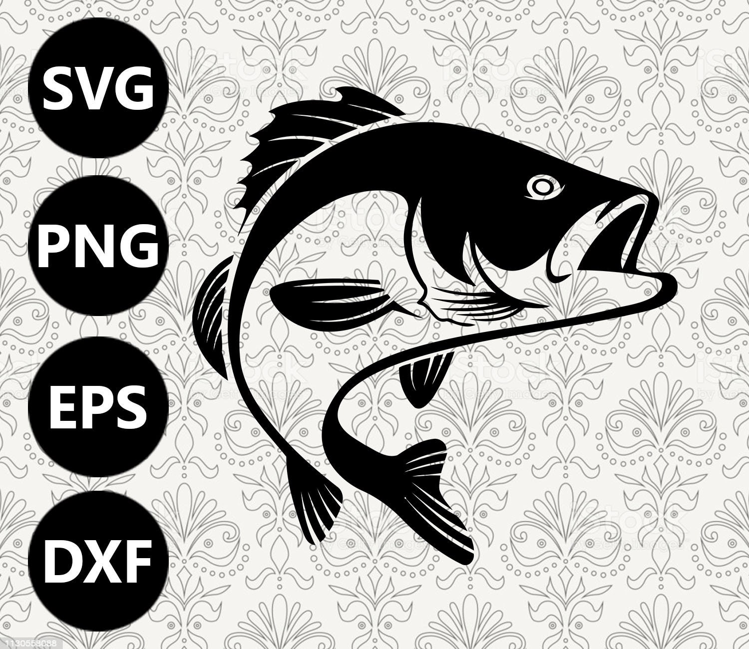 Bass Fish Silhouette Clipart Vector Svg File for Cutting With Cricut ...