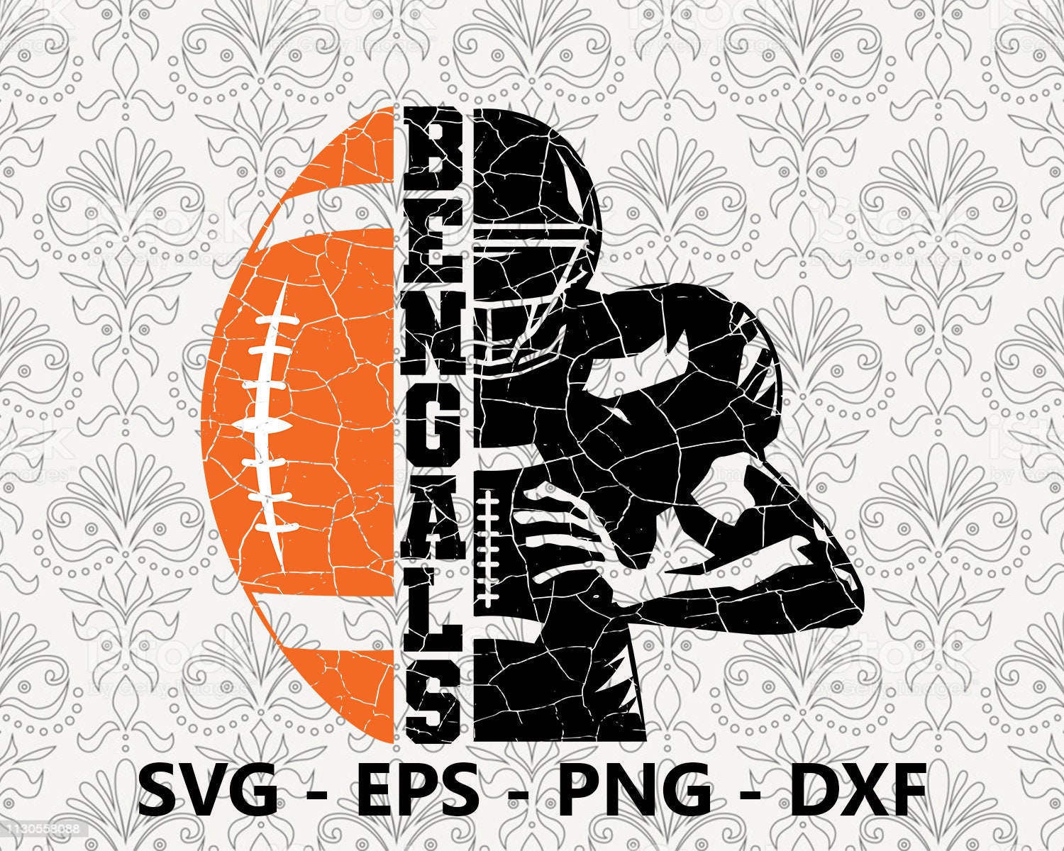 Bengals Distressed Half Hand Svg, Eps, Png, Dxf, Pdf, Layered File ...
