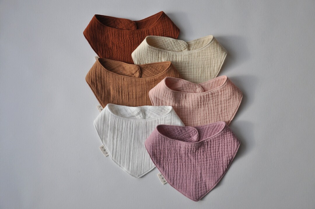 Various Color Organic Cotton Muslin Bandana Baby Bibs, Adjustable Soft ...