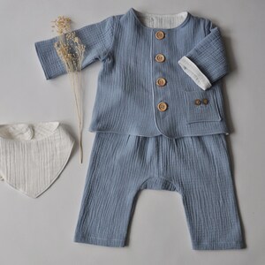 Gender Neutral Blue White Pink Muslin Baby Set Organic Cotton - Etsy