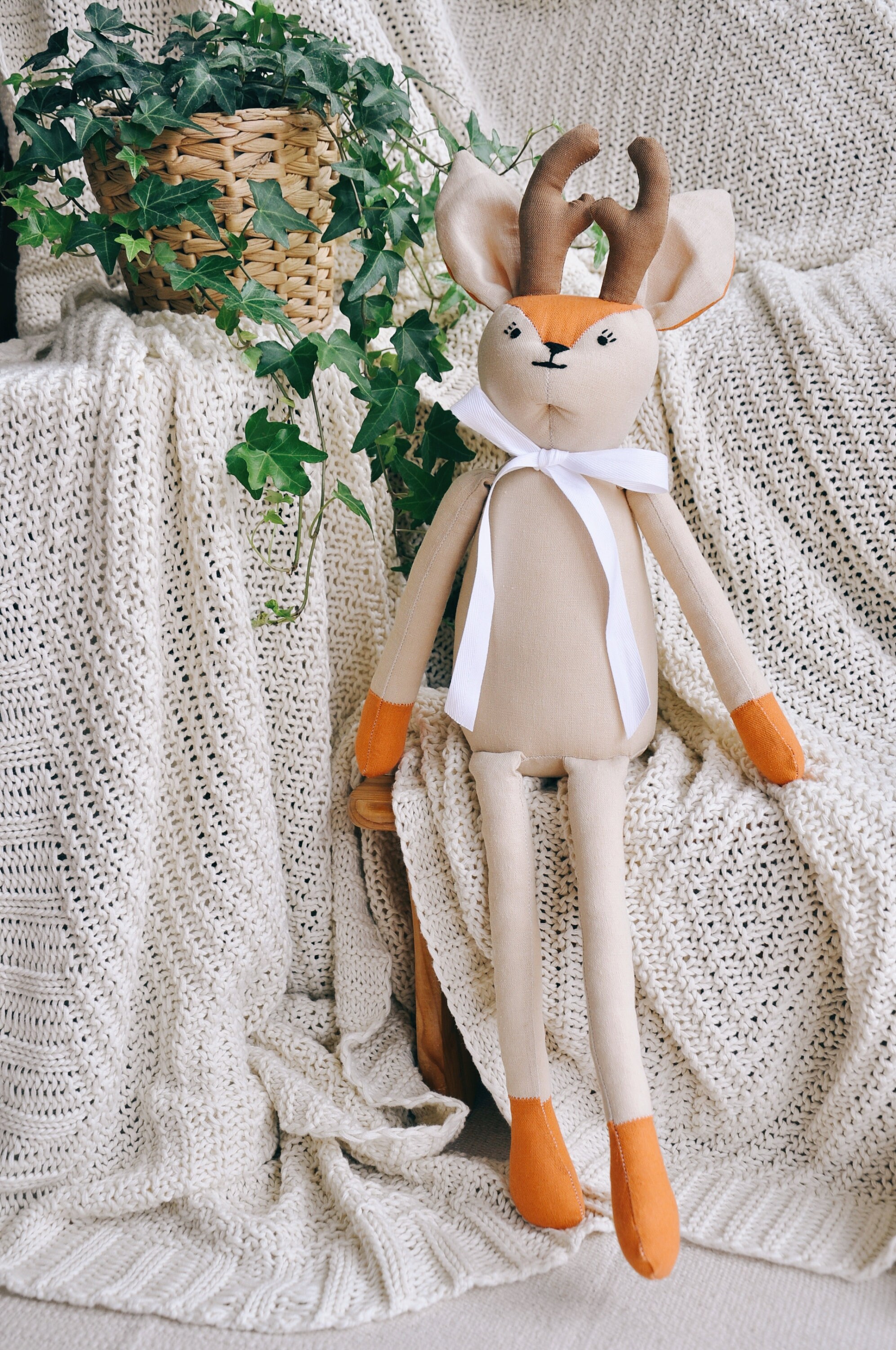 Deer Textile Toy Heirloom Rag Fawn Doll Stuffed Animal - Etsy