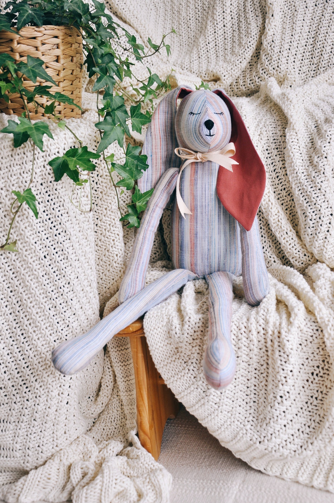 Soft Linen Bunny Toy Nursery Decor Organic Stuffed Animal - Etsy