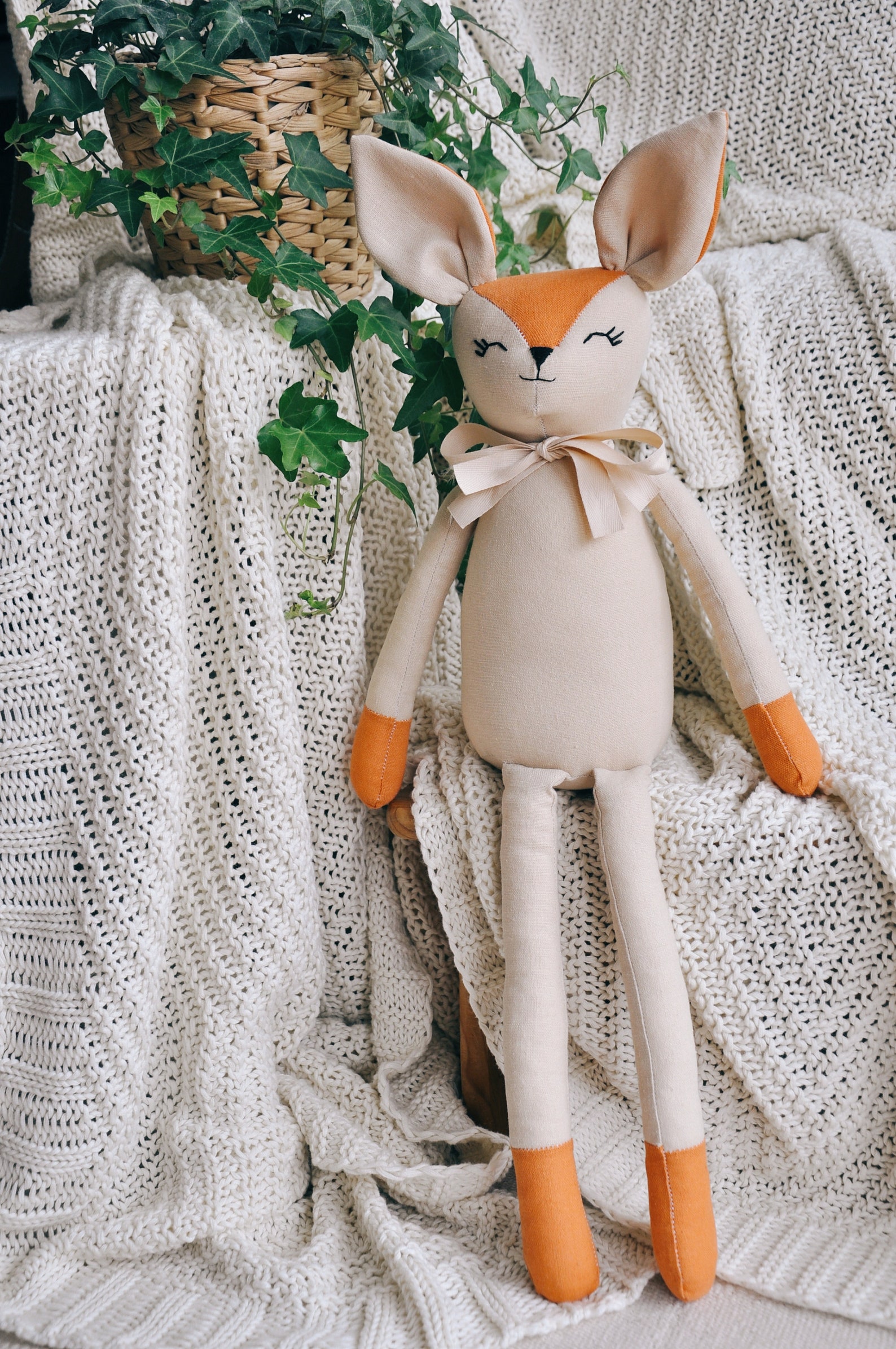 READY TO SHIP Soft Linen Fawn Toy Stuffed Animal Deer Doll - Etsy