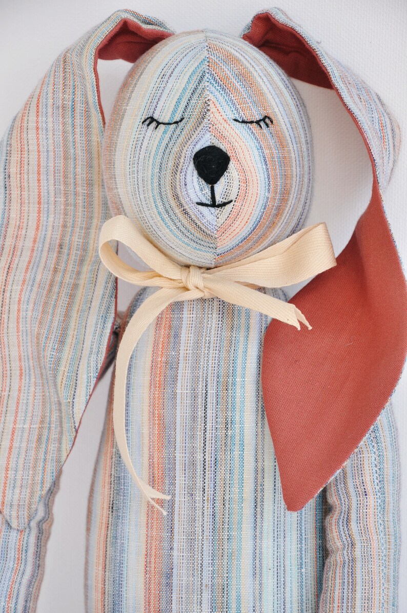 Soft Linen Bunny Toy Nursery Decor Organic Stuffed Animal | Etsy