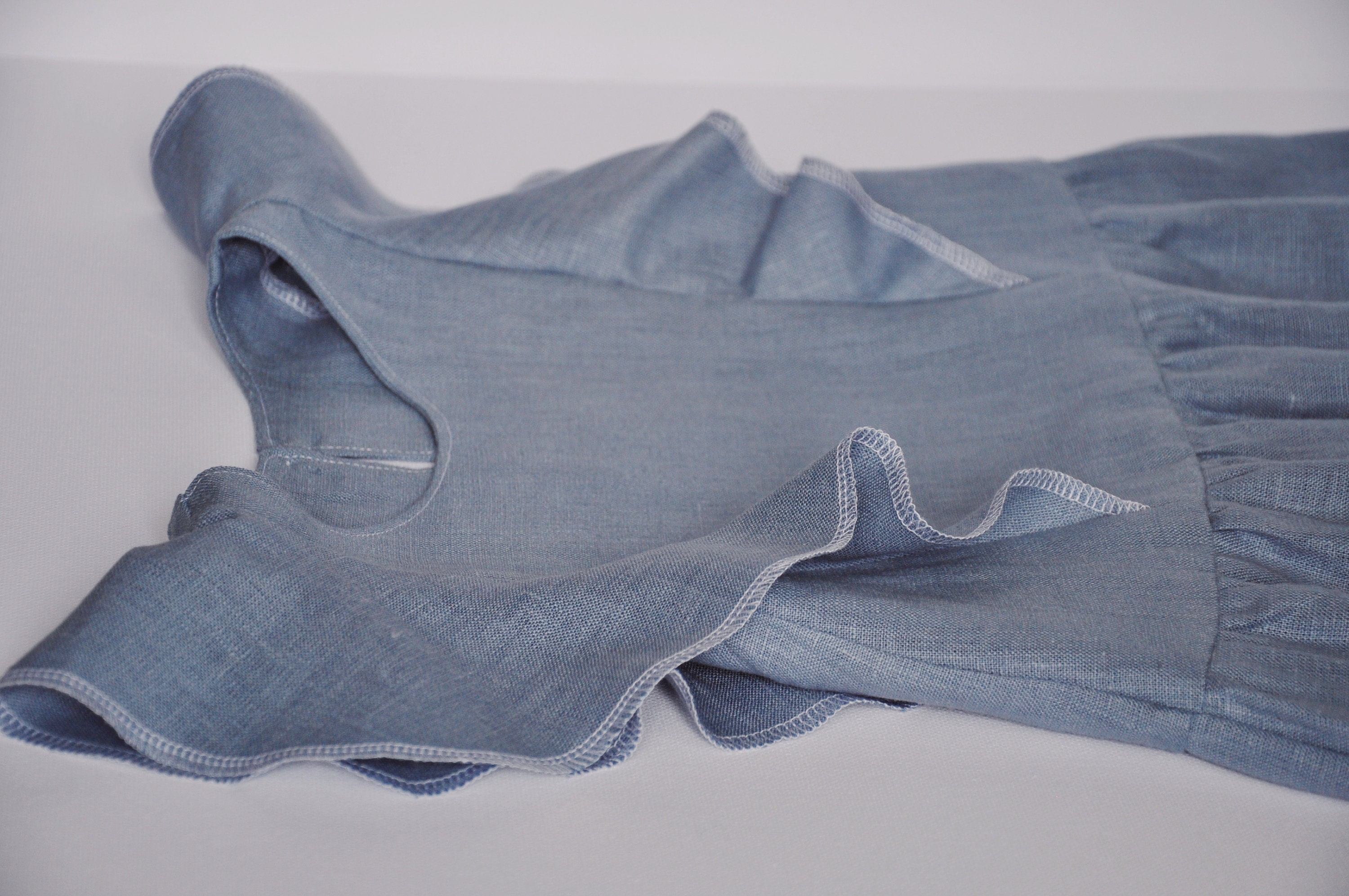 Blue Magic Linen Dress Girls Flutter Sleeve Little Dresses - Etsy