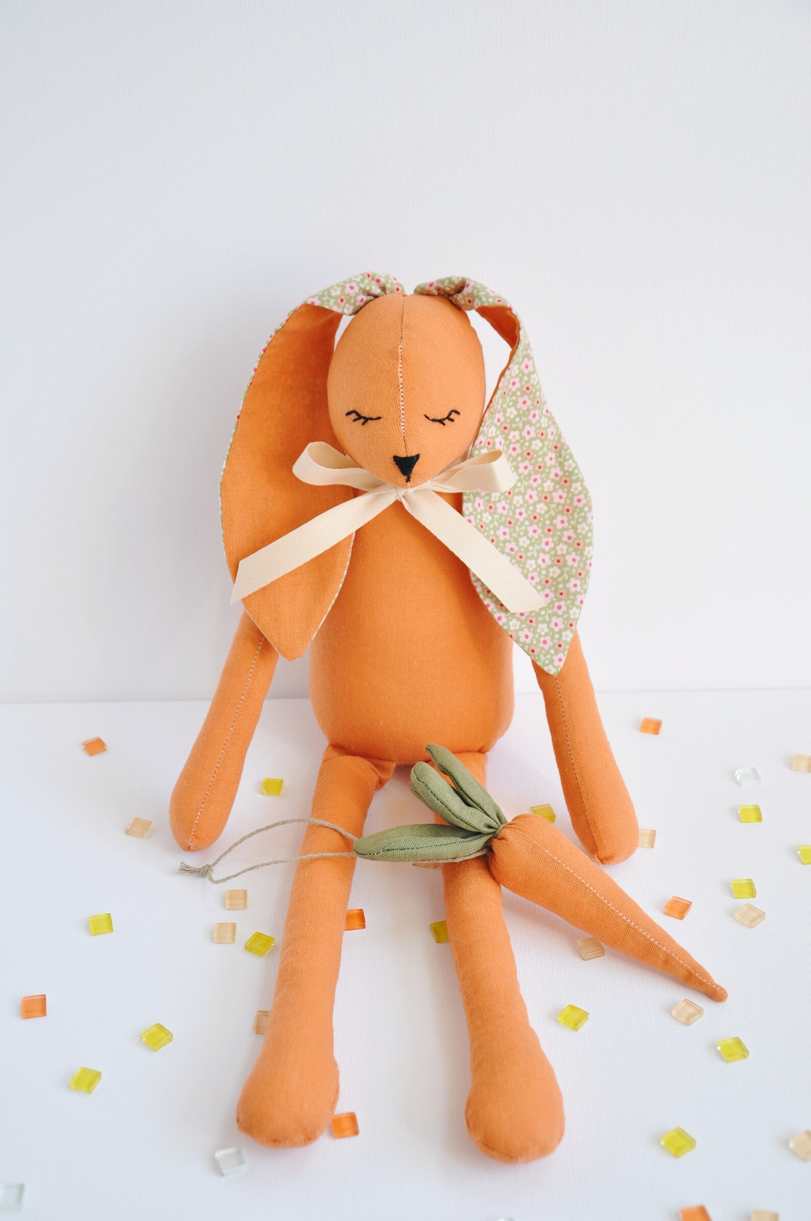 Rag Bunny Doll With Accessory Handmade Plush Rabbit Toy - Etsy