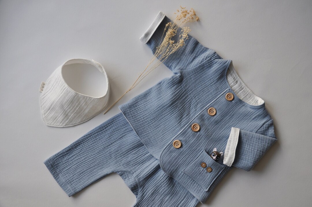 Gender Neutral Blue White Pink Muslin Baby Set Organic Cotton - Etsy