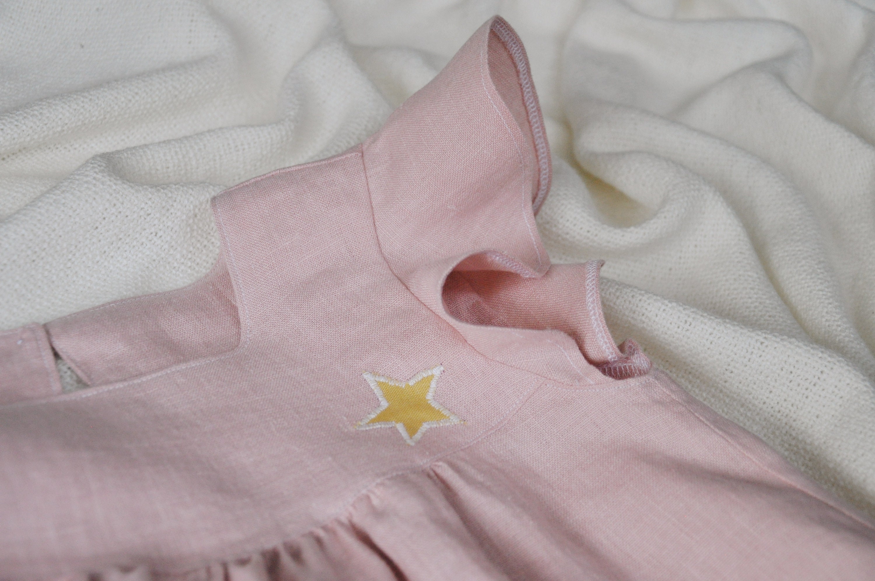 Flutter Sleeve Girl Linen Dress Romantic Flower Girls Dress | Etsy