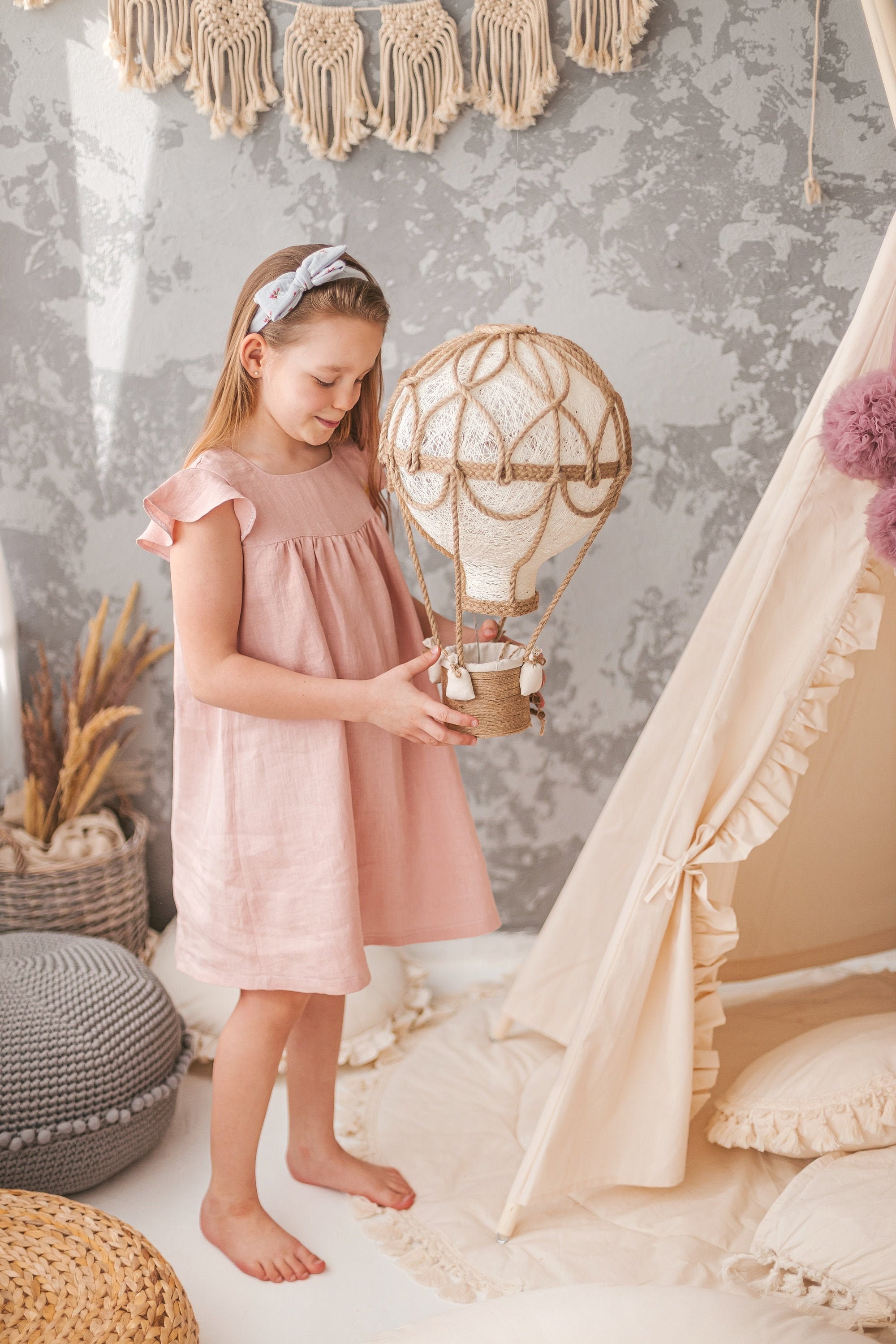 Flutter Sleeve Girl Linen Dress Romantic Flower Girls Dress | Etsy