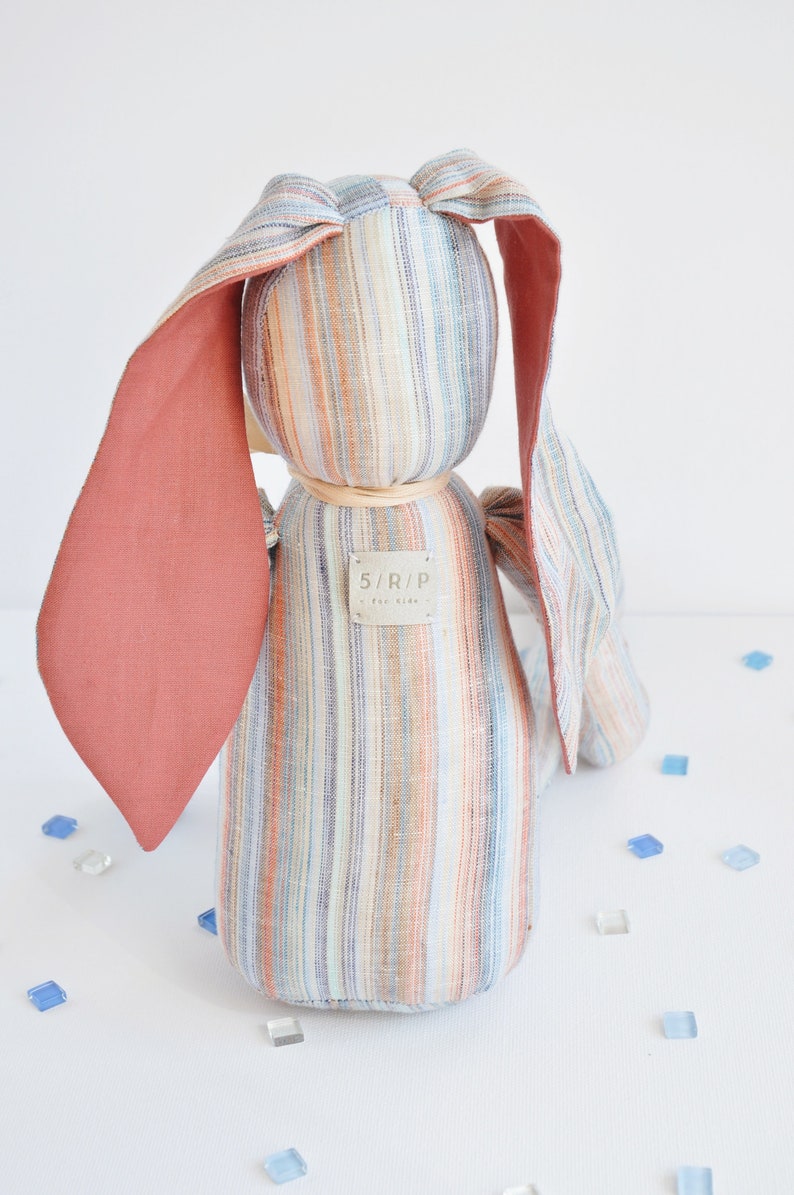 Soft Linen Bunny Toy Nursery Decor Organic Stuffed Animal | Etsy