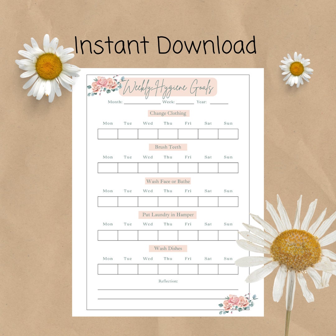 Printable Hygiene Tracker Stay Organized Maintain Self-care for ADHD ...