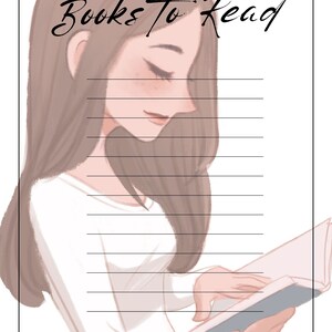 Pretty Book Tracker Girl Reading a Book Reading List for Books to Read ...