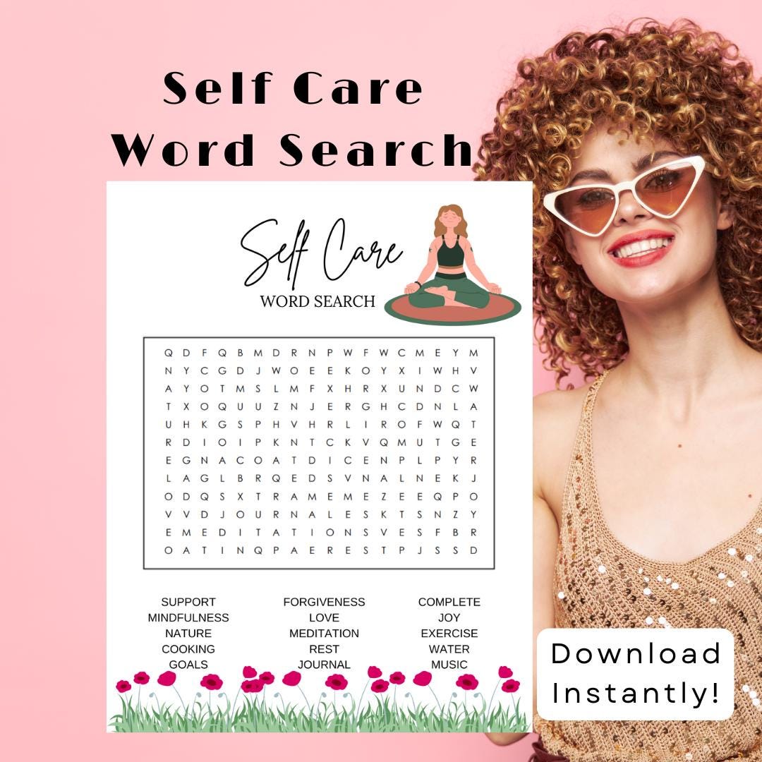 Self-care Word Search Puzzle – Relaxing Wellness Activity for ...