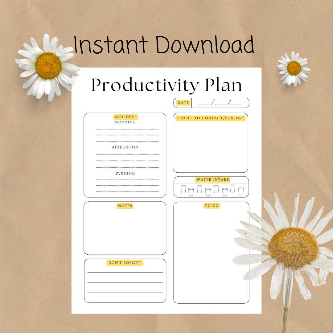 No Frills Day Planner Printable Minimalist Checklist Daily Schedule ...
