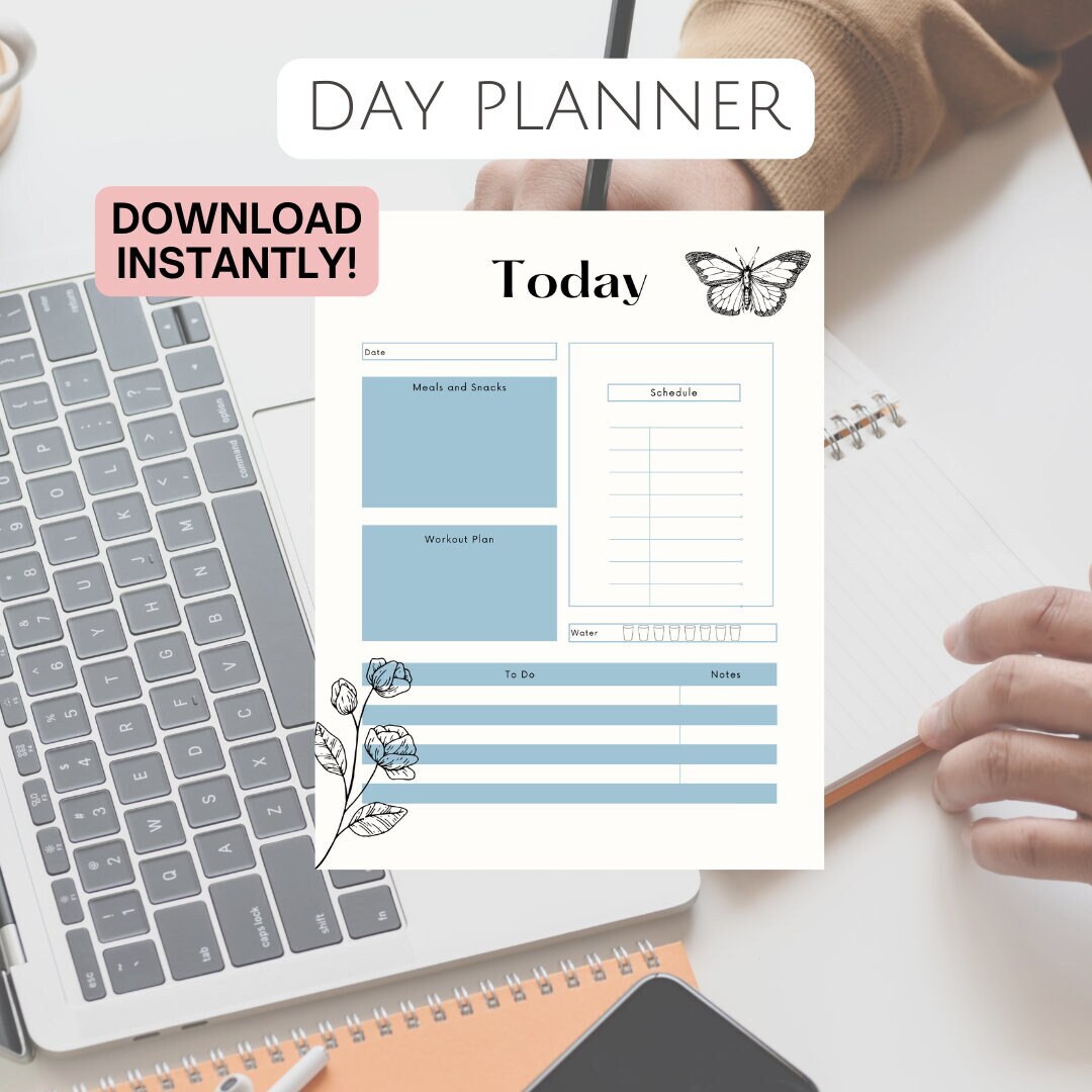 Blue Butterfly Daily Planner Printable (PDF Print) - Etsy Australia