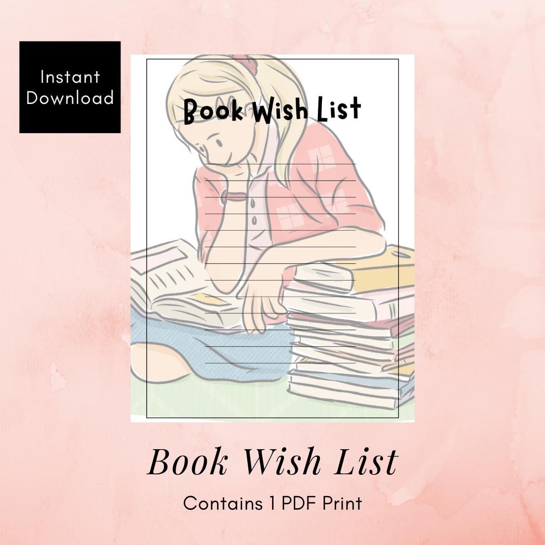 Book Wish List - PDF Print - Etsy