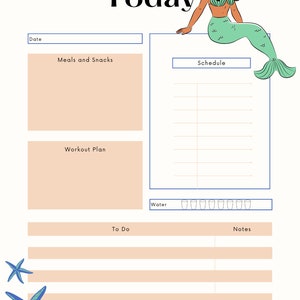 Mermaid Daily Planner PDF – Sea-themed Organizer (printable) - Etsy