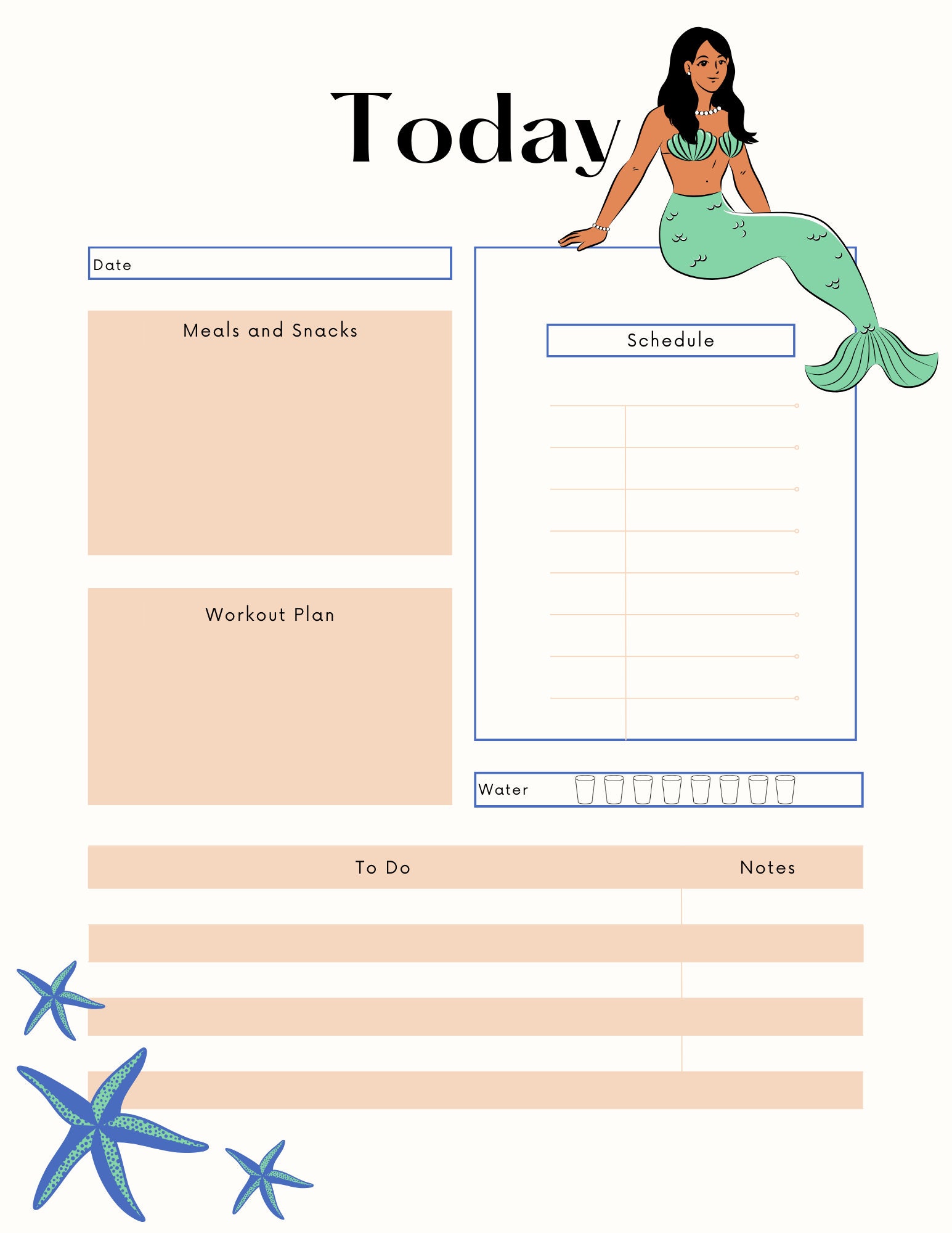 Mermaid Planner PDF - Printable Daily Organizer With Sea-themed To-do ...