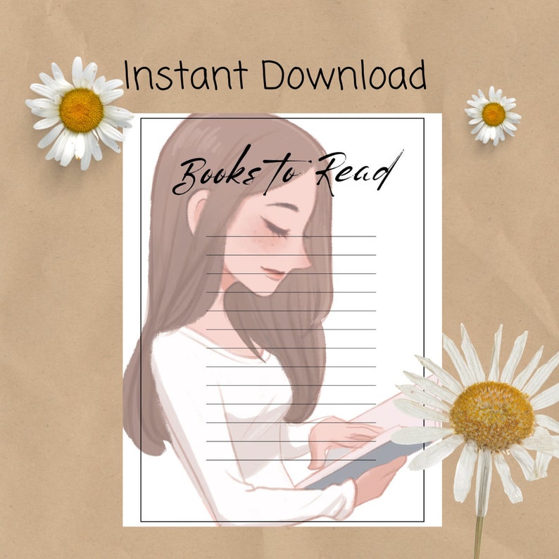 Pretty Book Tracker Girl Reading a Book Reading List for Books to Read ...