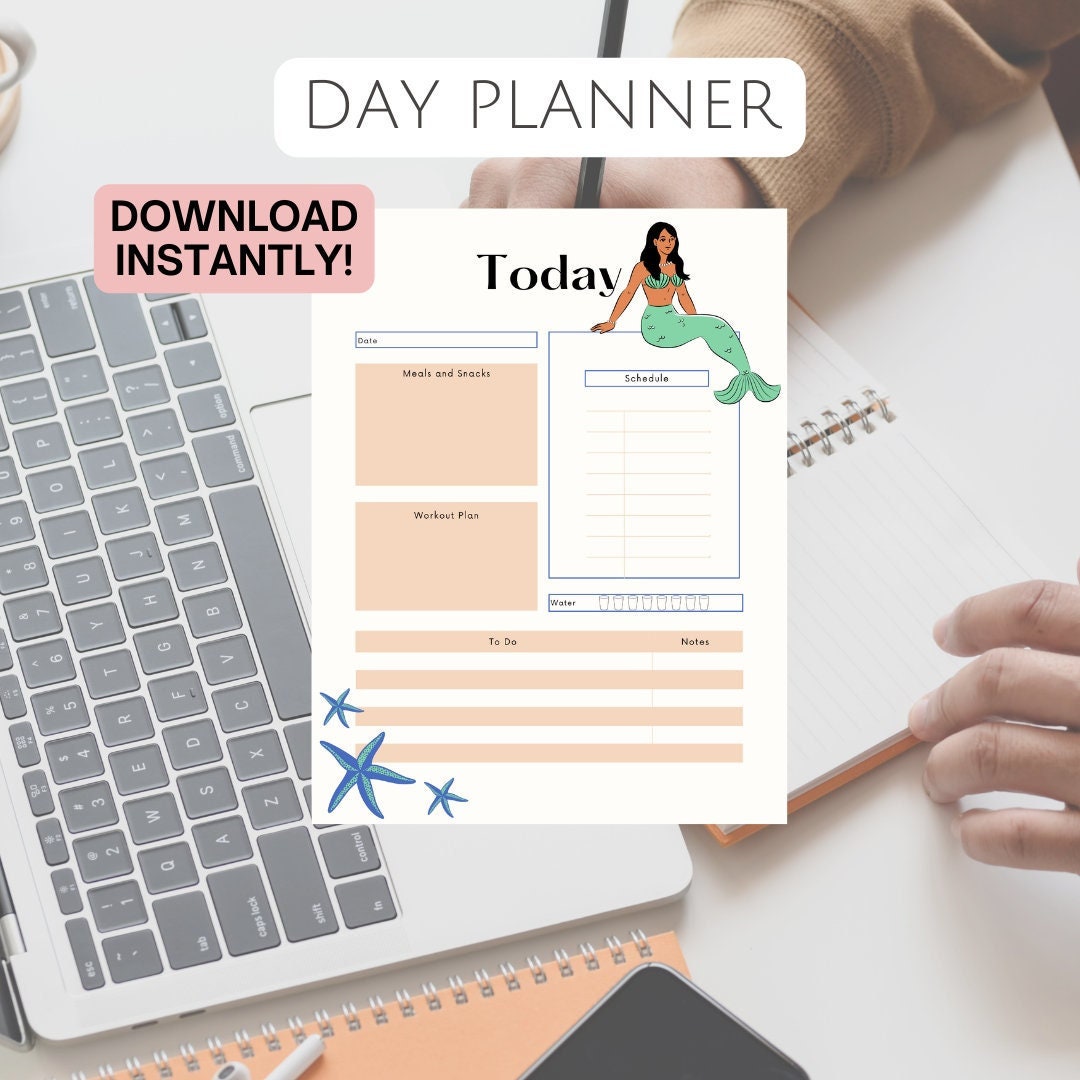 Mermaid Planner PDF - Printable Daily Organizer With Sea-themed To-do ...