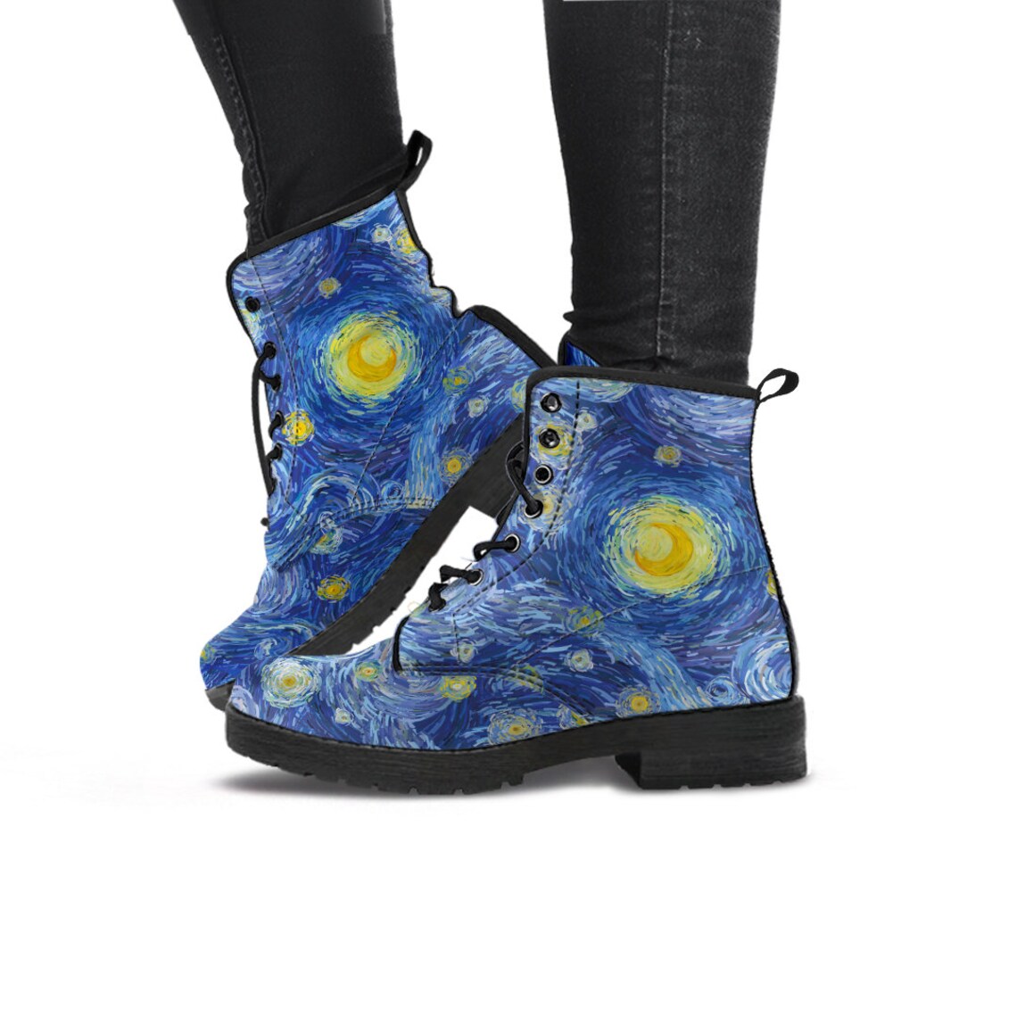 Starry Night Boots Van Gogh Shoes Women's Boots Vegan - Etsy