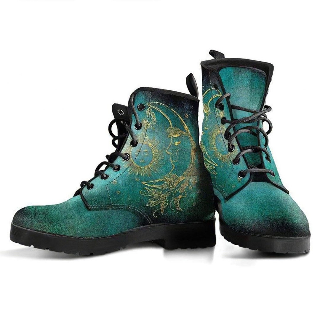Green Shade Moon Boots, Green Shoes, Women's Boots, Vegan Leather ...