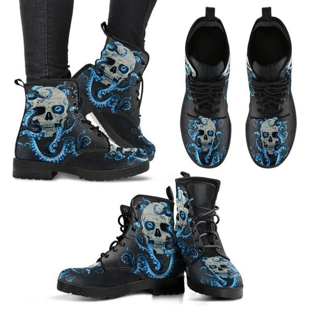 Octopus Skull Boots Octopus Shoes Women's Boots Vegan - Etsy