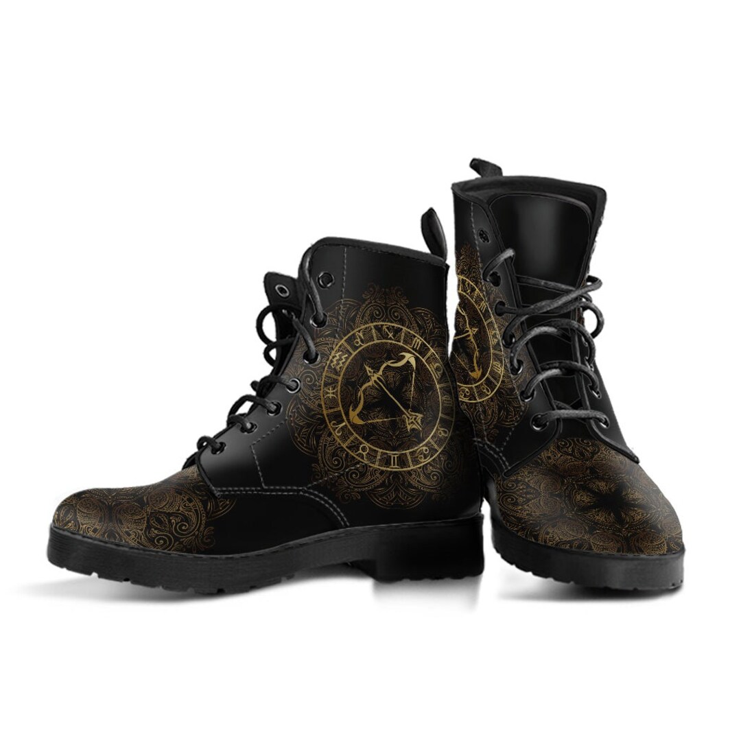 Sagittarius Zodiac Boot Shoes, Women's Boots, Vegan Leather Combat ...
