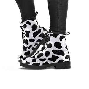 Cow Print Boots Cow Print Shoes Womens Boots Vegan Leather - Etsy