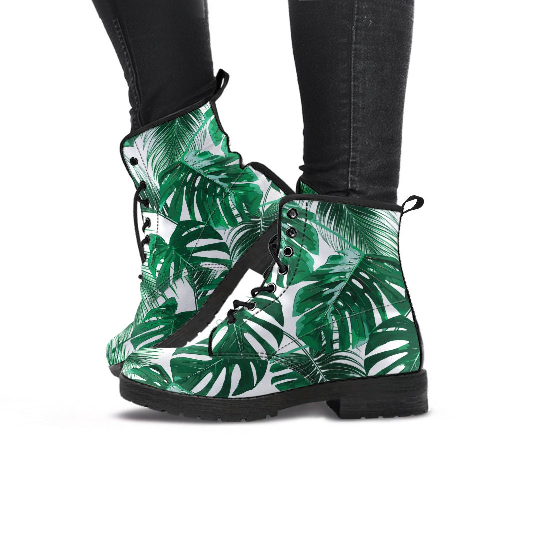 Tropical Leaves Boots Leaf Print Shoes Women's Boots - Etsy