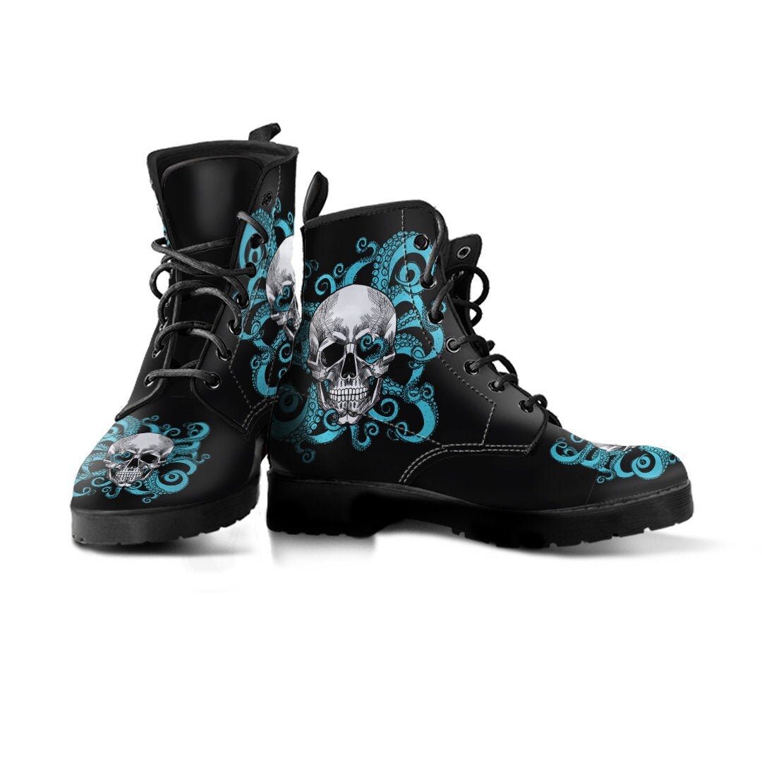 Octopus Skull Boots, Skull Print Boots, Skull Shoes, Women's Boots ...
