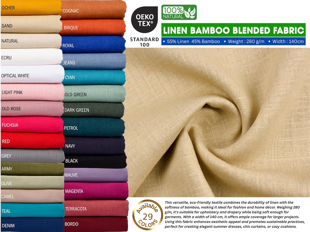 Linen Bamboo Blended Natural Fabric, Soft Drape, Dresses, Sleepwear ...