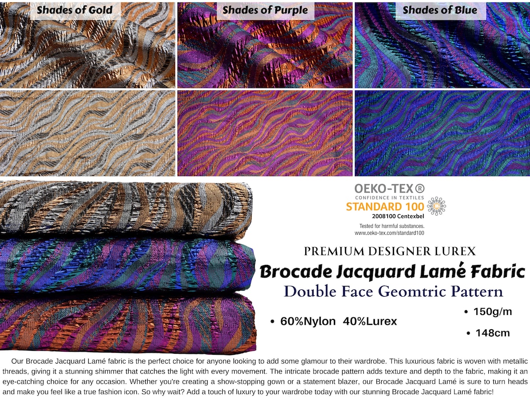 Brocade Jacquard Lamé Fabric , 2ply,geometric Pattern , Premium ...