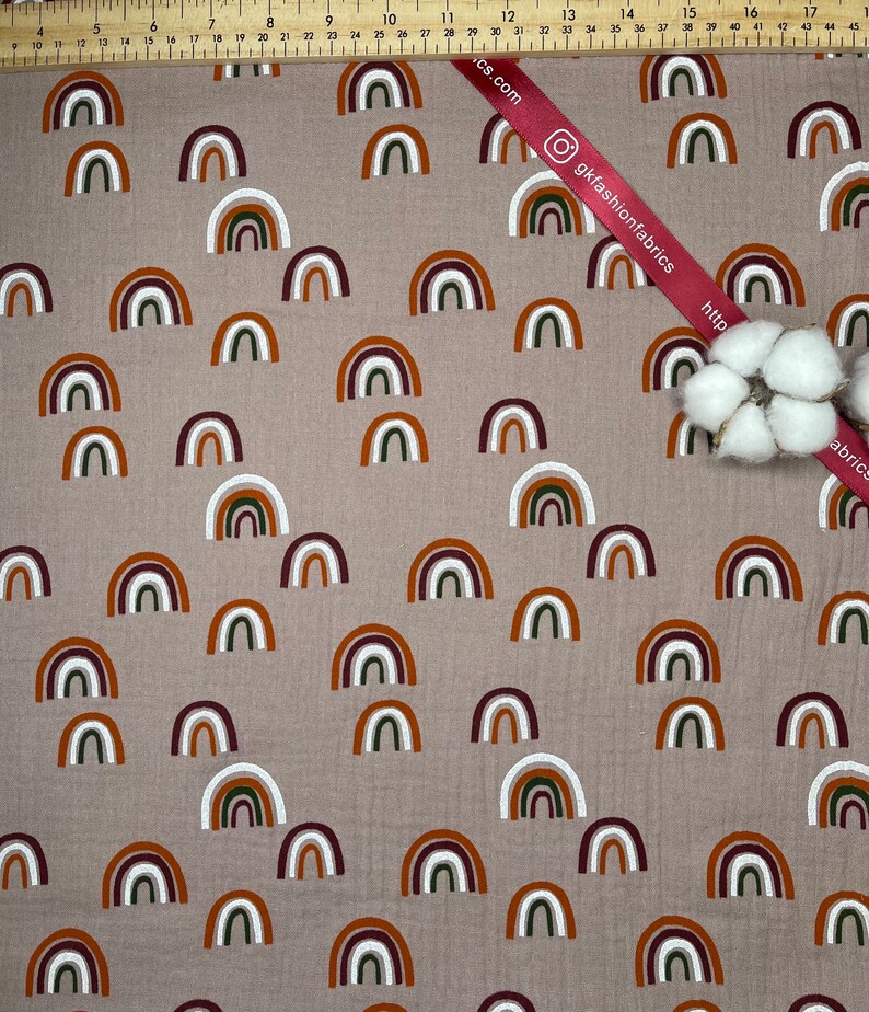 Double Gauze Muslin Fabric Rainbow Print Muslin Double Gauze - Etsy